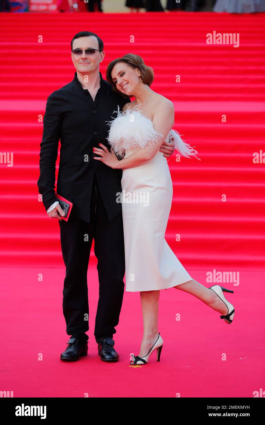 Russian actors Egor Beroev and Ksenia Alferova arrive at the opening ...