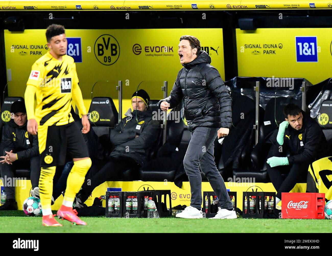 Dortmund's head coach Edin Terzic shouts during the German Bundesliga ...