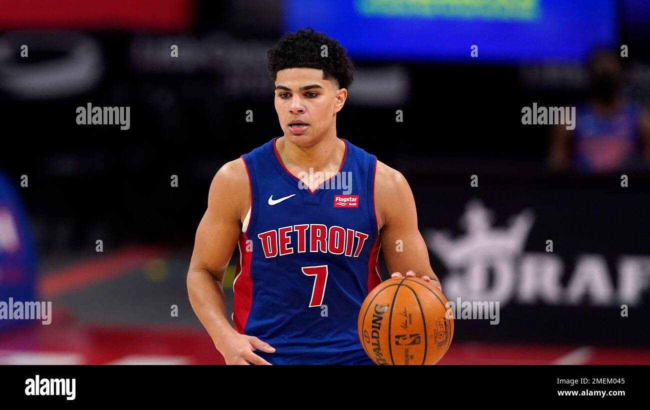 Detroit Pistons guard Killian Hayes plays during an NBA basketball game ...