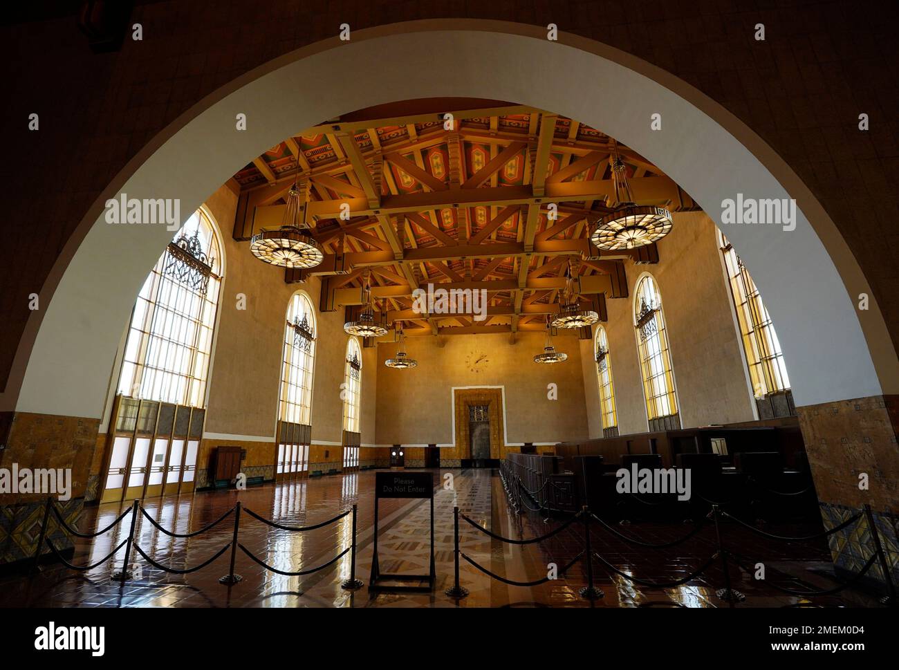 The interior of Union Station in Los Angeles appears on March 23, 2021 ...