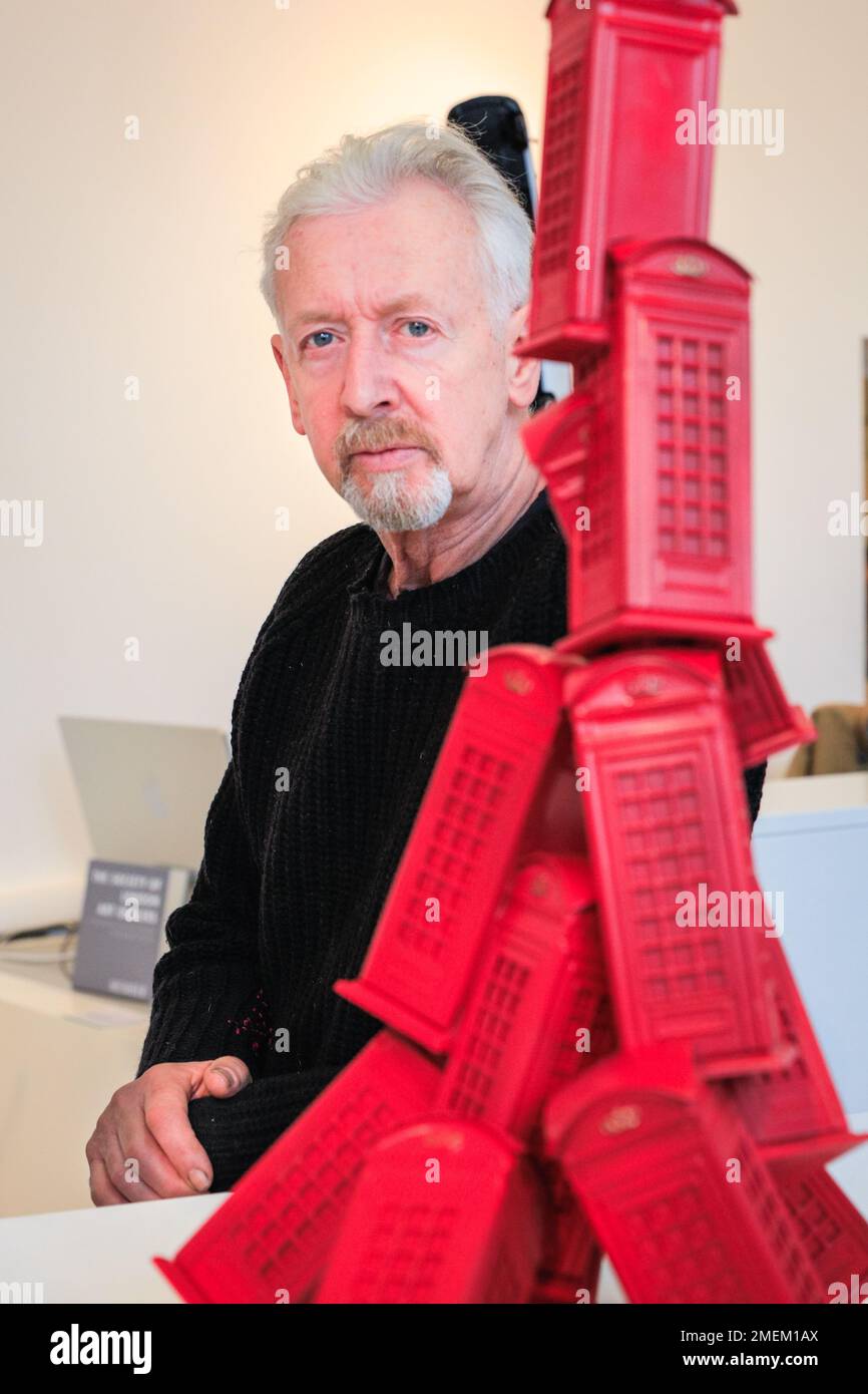 London, UK. 24th Jan, 2023. David Mach with the Telephone Box Maquette ...