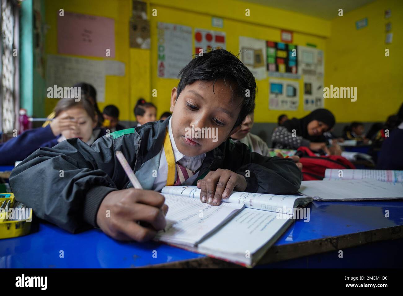 Kathmandu, Nepal. 24th Jan, 2023. Students study in a classroom in ...