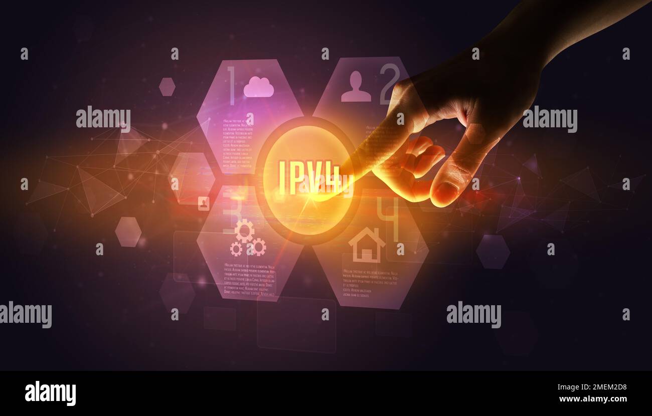 Hand touching digital button concept Stock Photo - Alamy