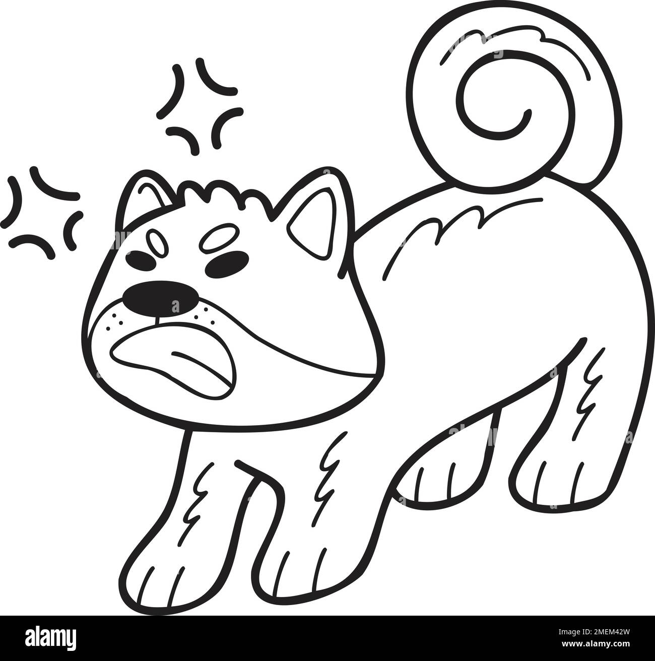 Hand Drawn angry Shiba Inu Dog illustration in doodle style isolated on ...