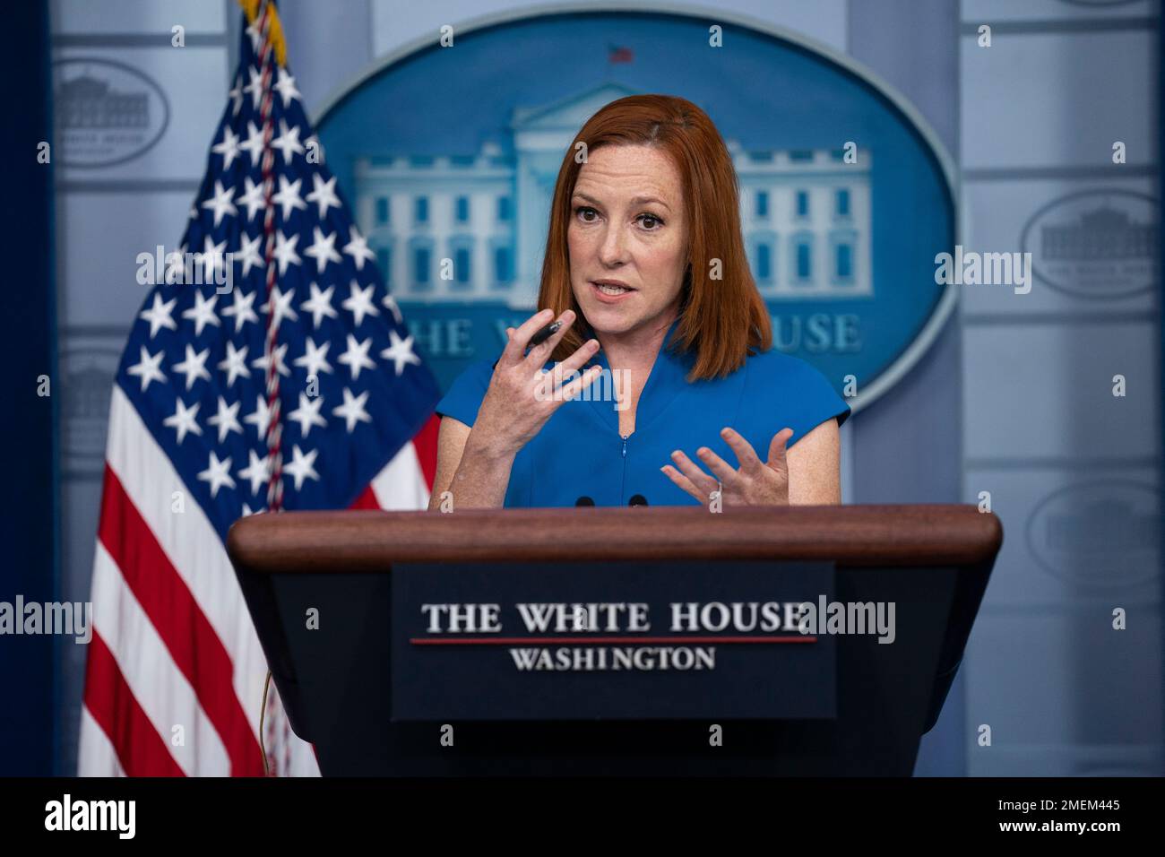 White House press secretary Jen Psaki speaks during a press briefing at ...