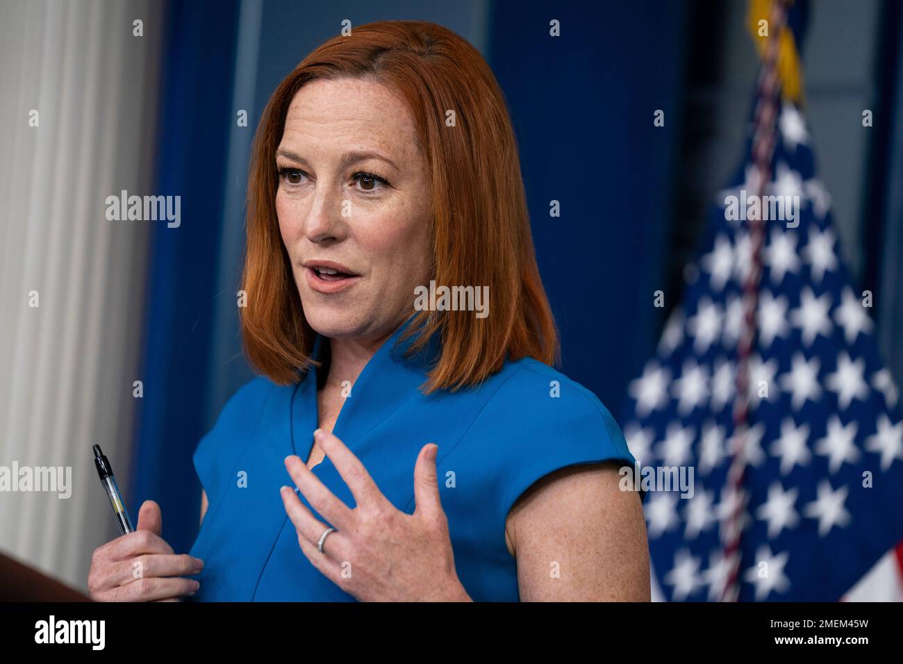 White House press secretary Jen Psaki speaks during a press briefing at ...