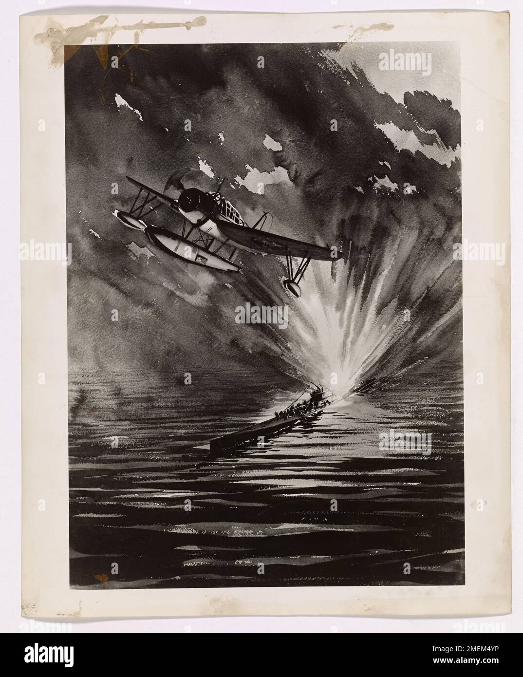 An OS2U floatplane, operated by the U.S. Coast Guard, scores a direct ...