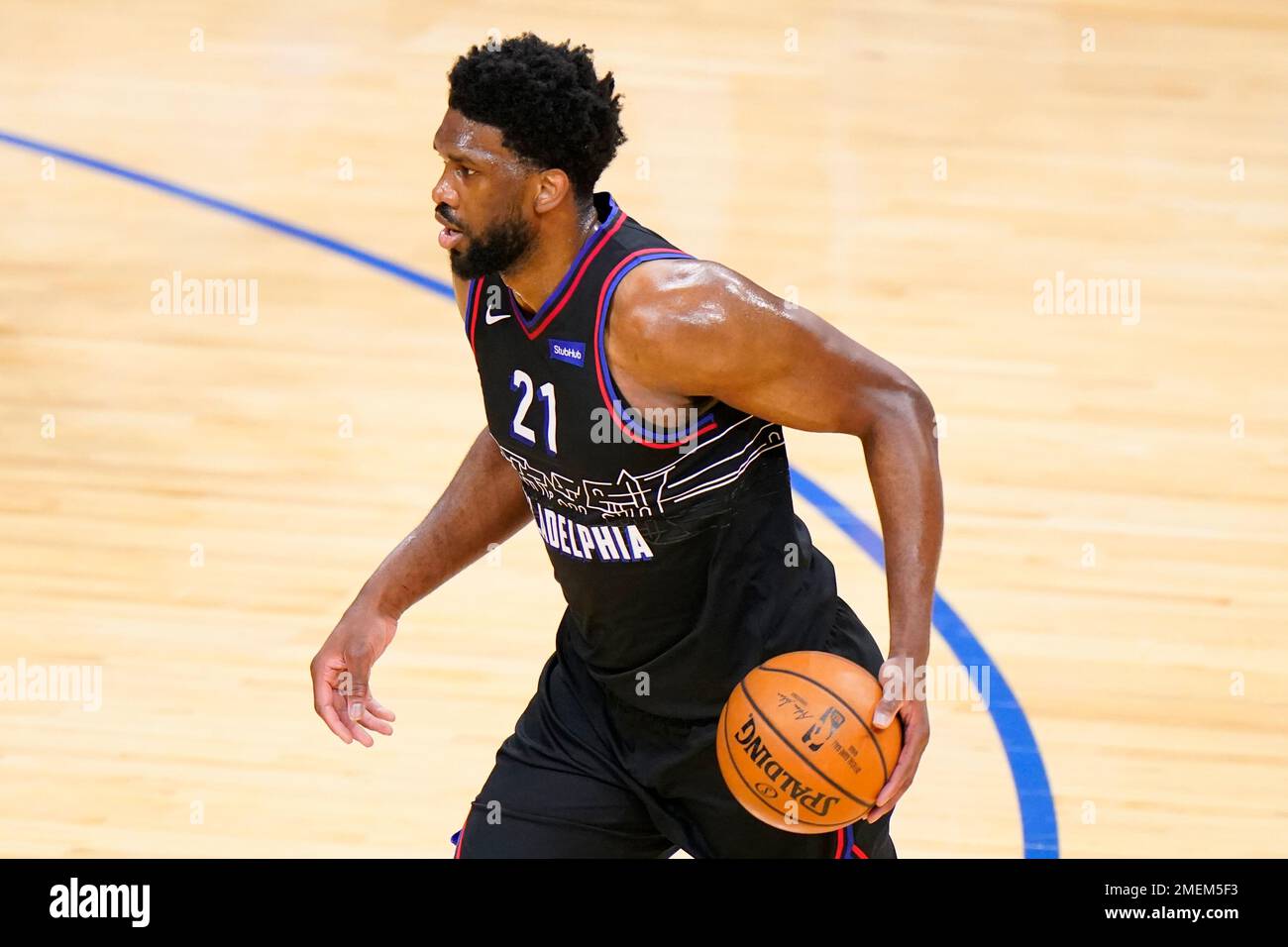 Philadelphia 76ers' Joel Embiid plays during an NBA basketball game ...