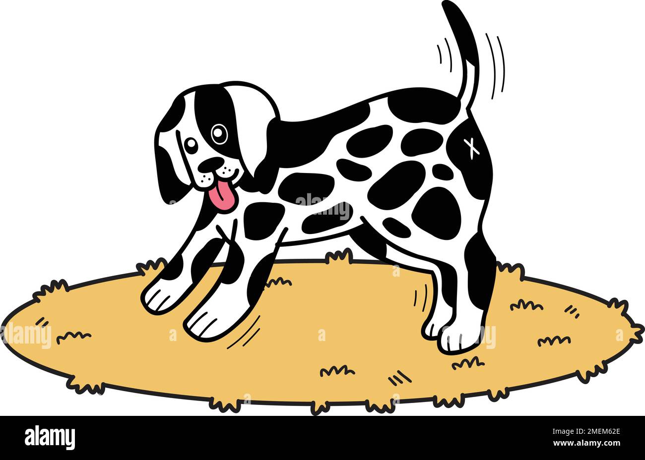 Hand Drawn Dalmatian Dog walking illustration in doodle style isolated ...