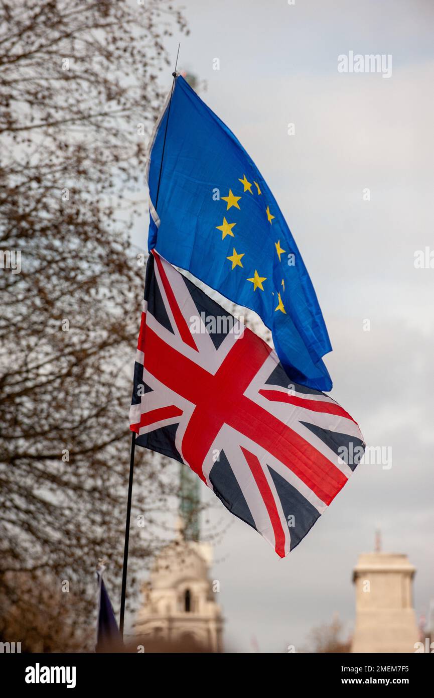 The European and the British Flag together Stock Photo - Alamy