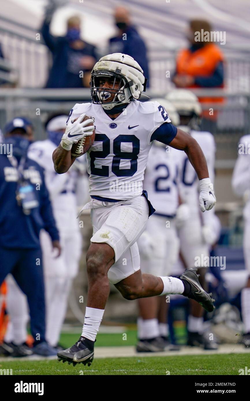Penn State's Devyn Ford (28) returns a kickoff in an intrasquad ...