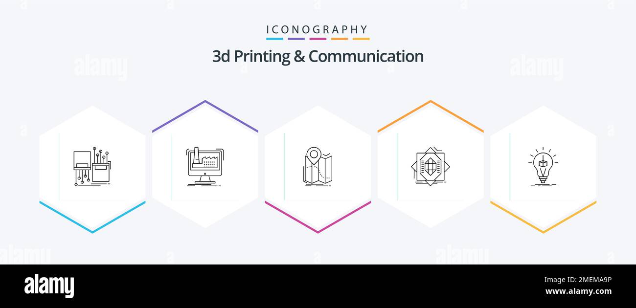 3d Printing And Communication 25 Line icon pack including fabrication ...