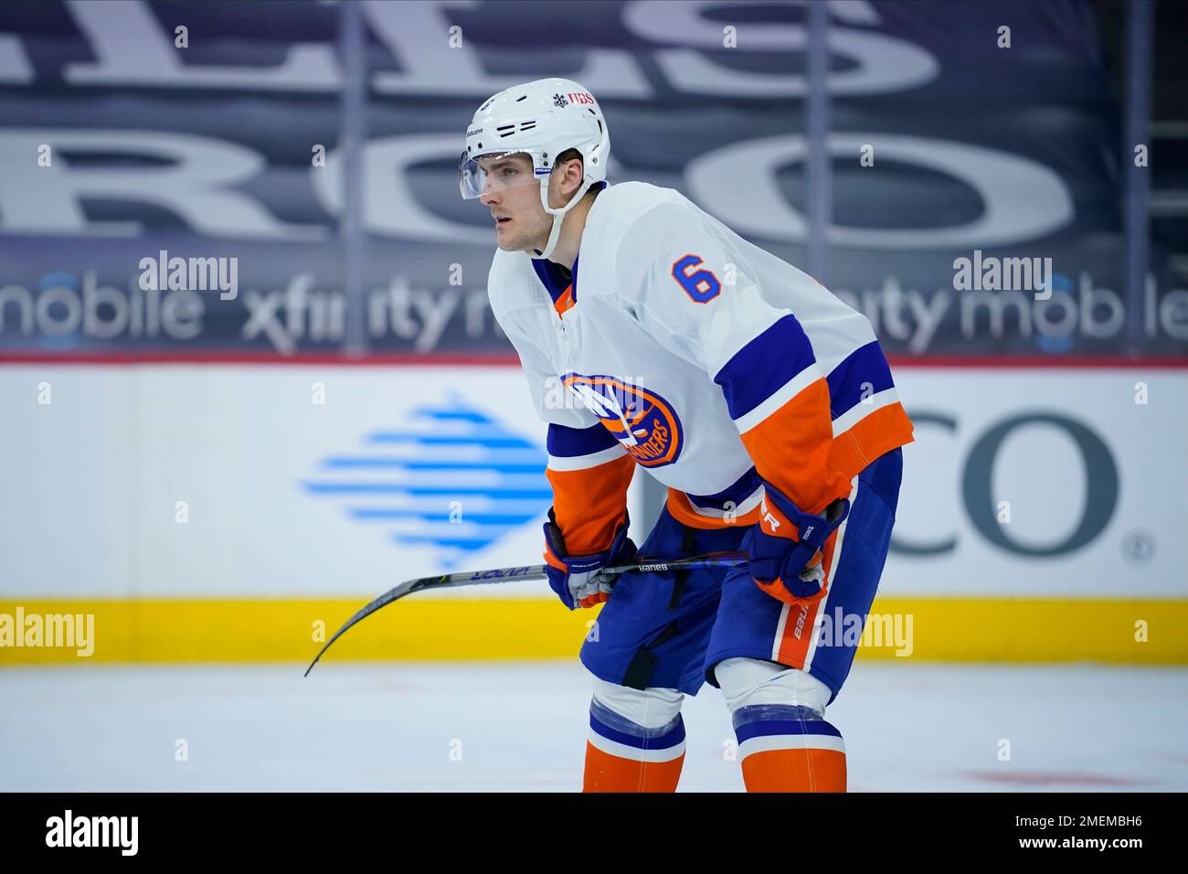New York Islanders' Ryan Pulock plays during an NHL hockey game against ...