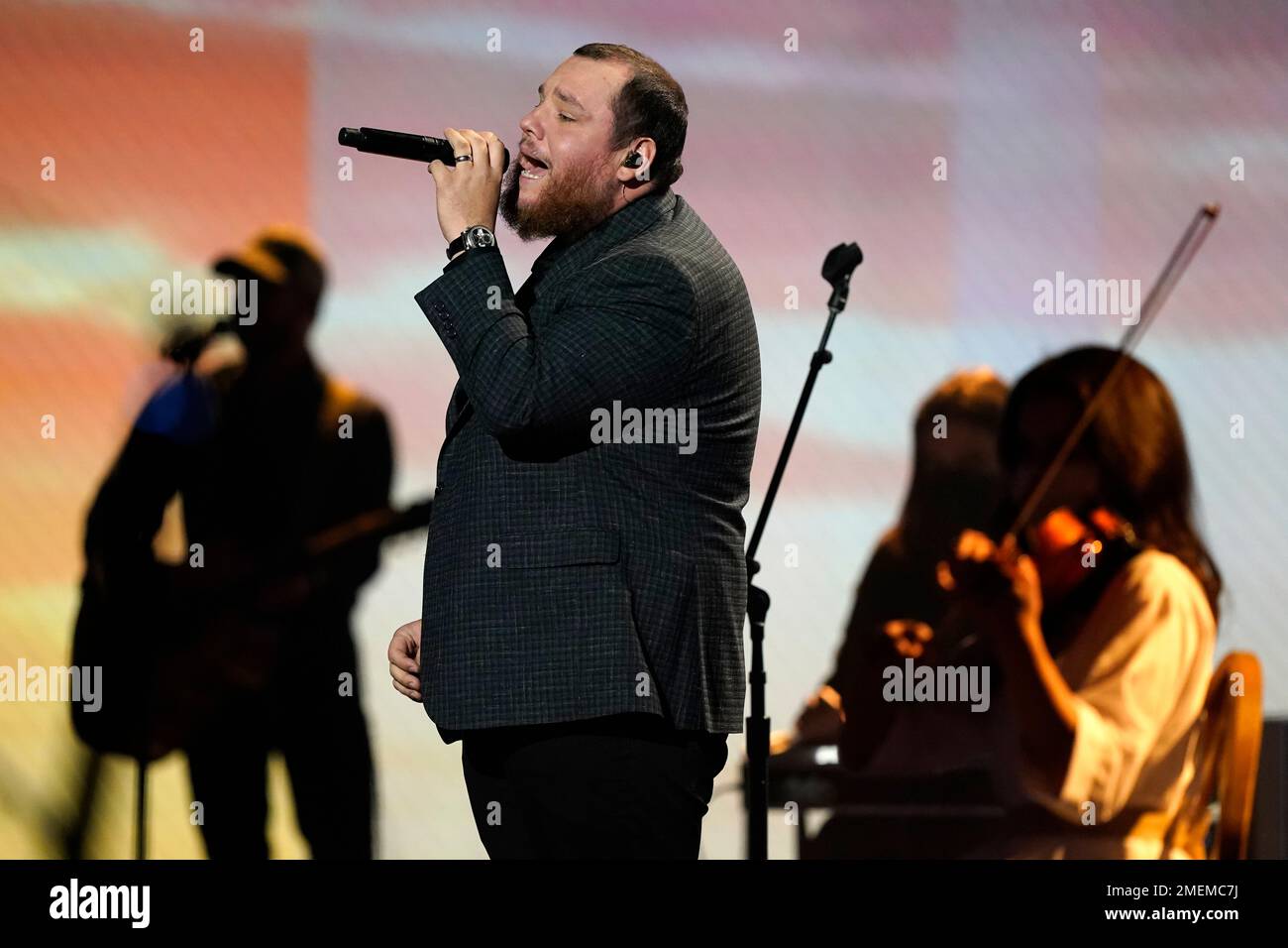 Luke Combs performs at the 56th annual Academy of Country Music Awards ...