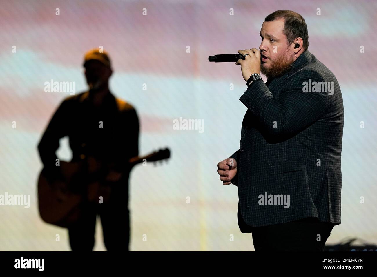 Luke Combs performs at the 56th annual Academy of Country Music Awards ...