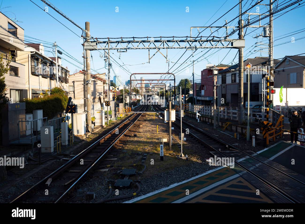 Tokyo, Japan. 21st Jan, 2023. The Keio Inokashira Line traveling ...