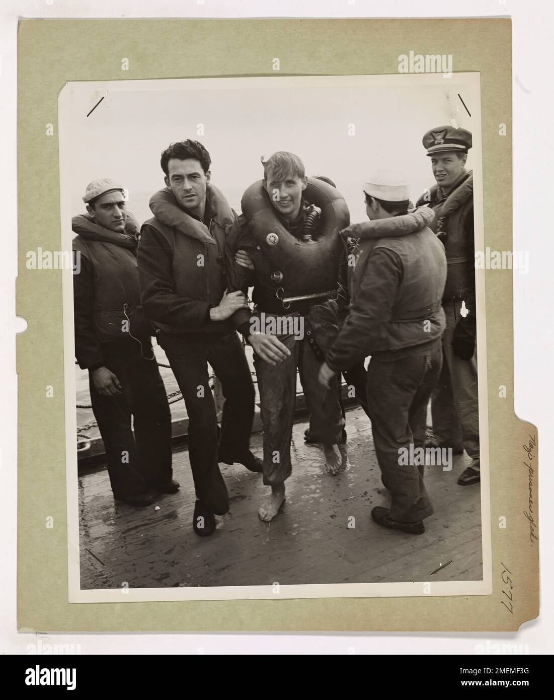 A captured German sailor is seen aboard the Coast Guard cutter that ...