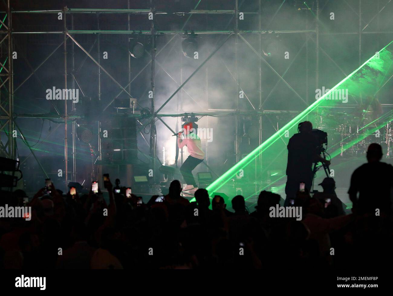 Justin Bieber performs during the Triller Fight Club Night at Mercedes ...