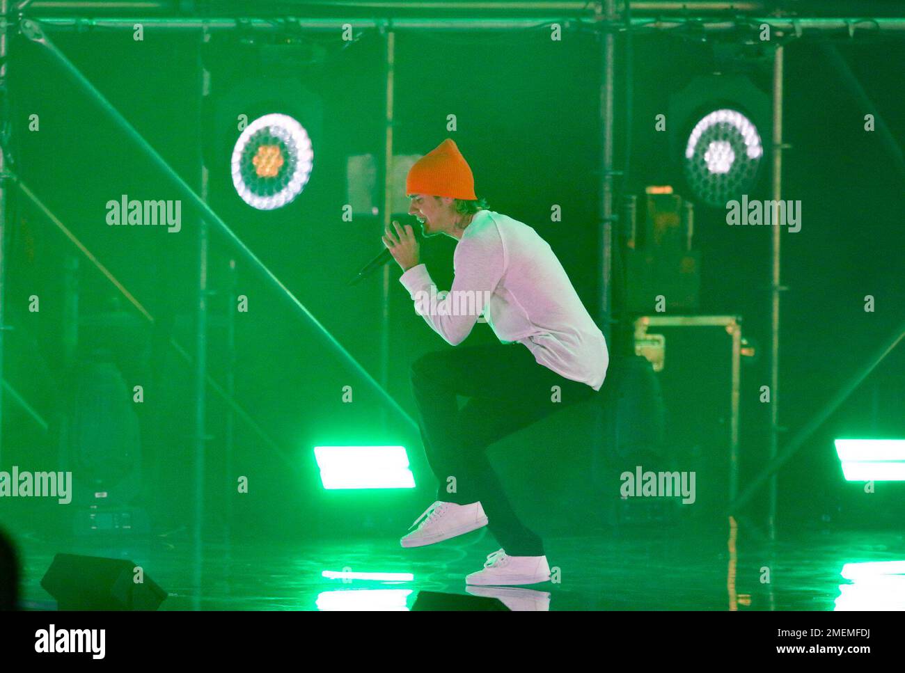 Justin Bieber performs during the Triller Fight Club Night at Mercedes ...