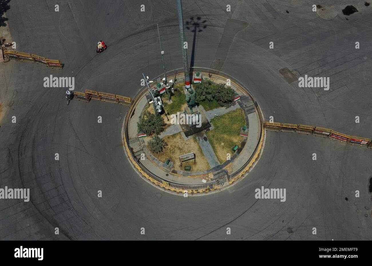An aerial view of deserted intersection during a weekend lockdown to ...