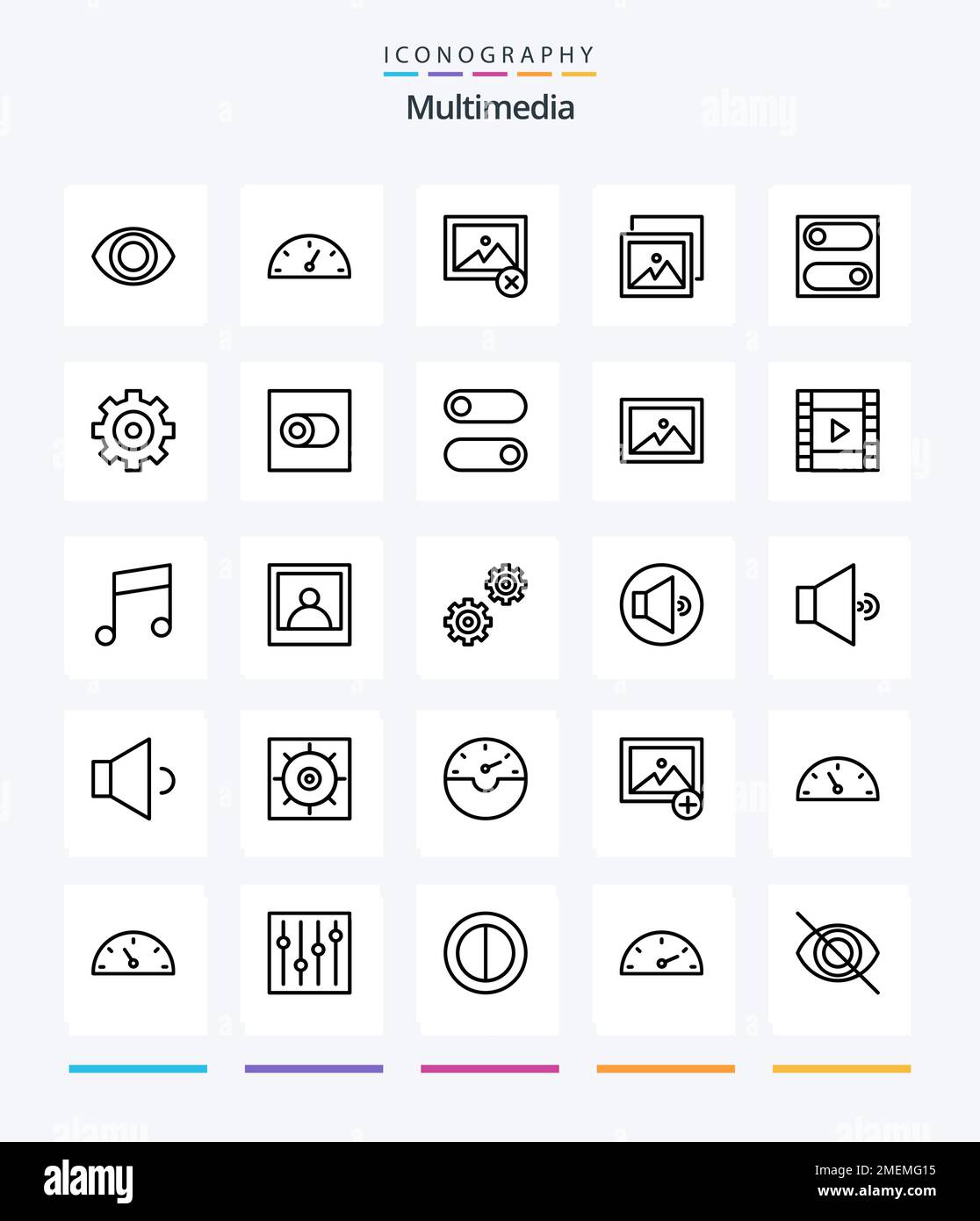 Creative Multimedia 25 OutLine icon pack Such As control. gear. album ...