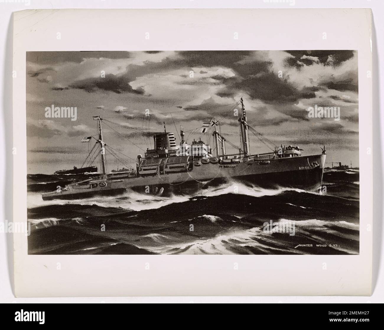 This artwork by Hunter Wood depicts a U.S. Coast Guard-manned transport ...