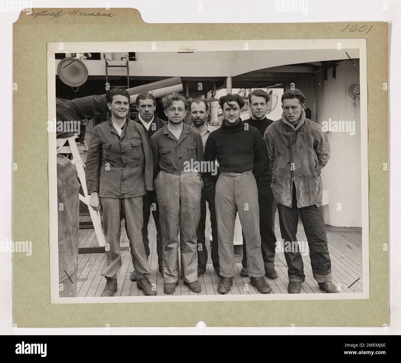 Captured German sailors are seen aboard a U.S. Coast Guard cutter after ...
