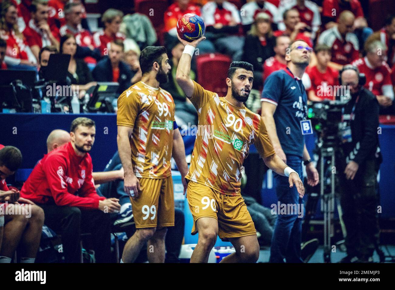 Malmo, Sweden. 23rd Jan, 2023. Mahmood Mohamed (90) of Bahrain seen during the IHF World ...
