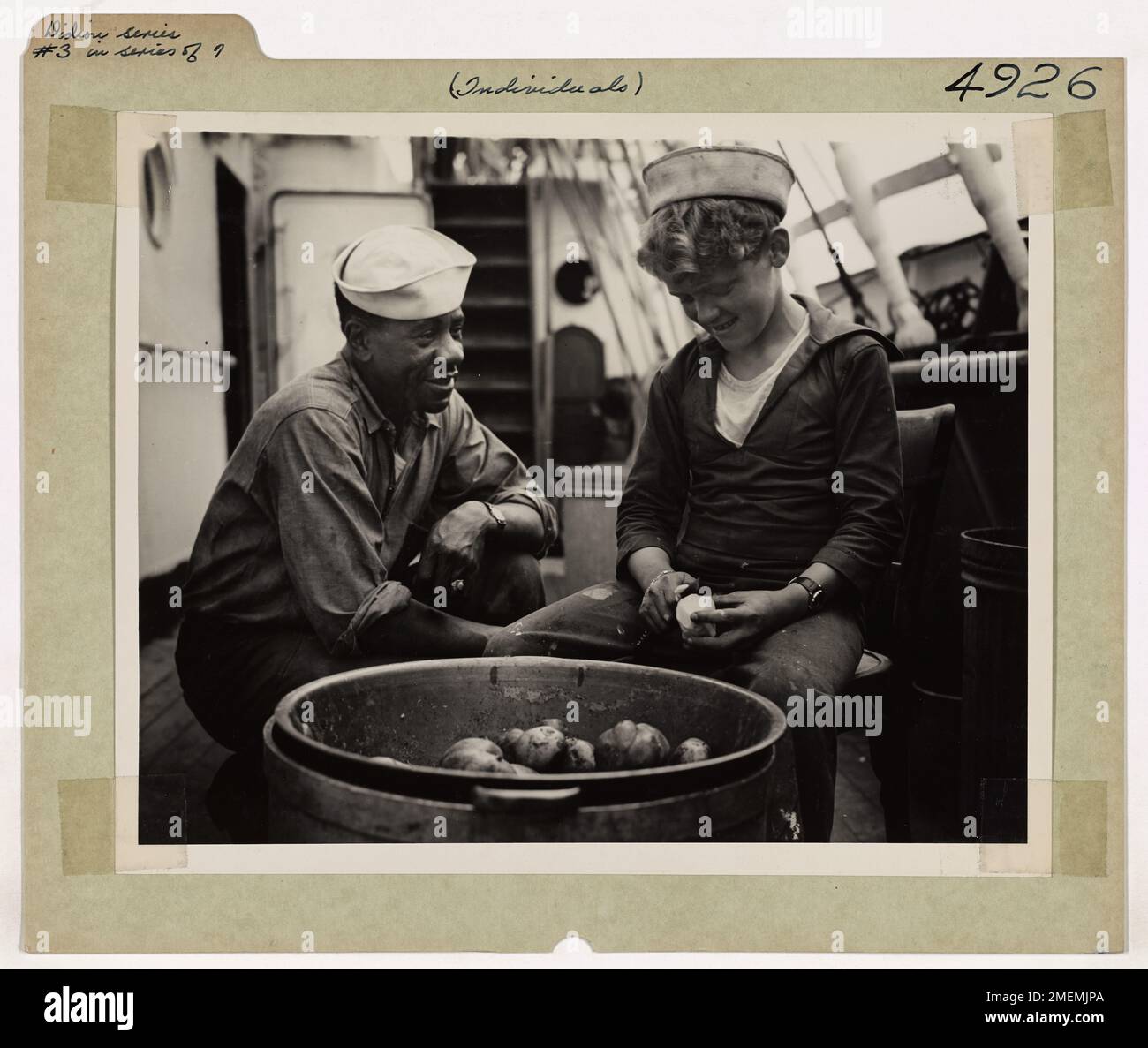 Earl V. Goins, SC 1/c, aboard the Coast Guard cutter EAGLE, humorously ...