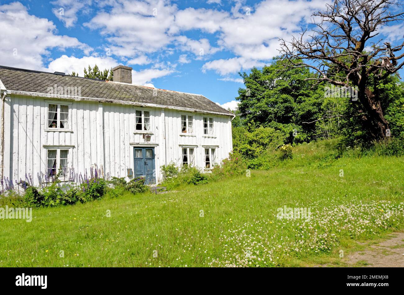 Beautiful landscape of Traditional Norwegian house in a sunny day ...