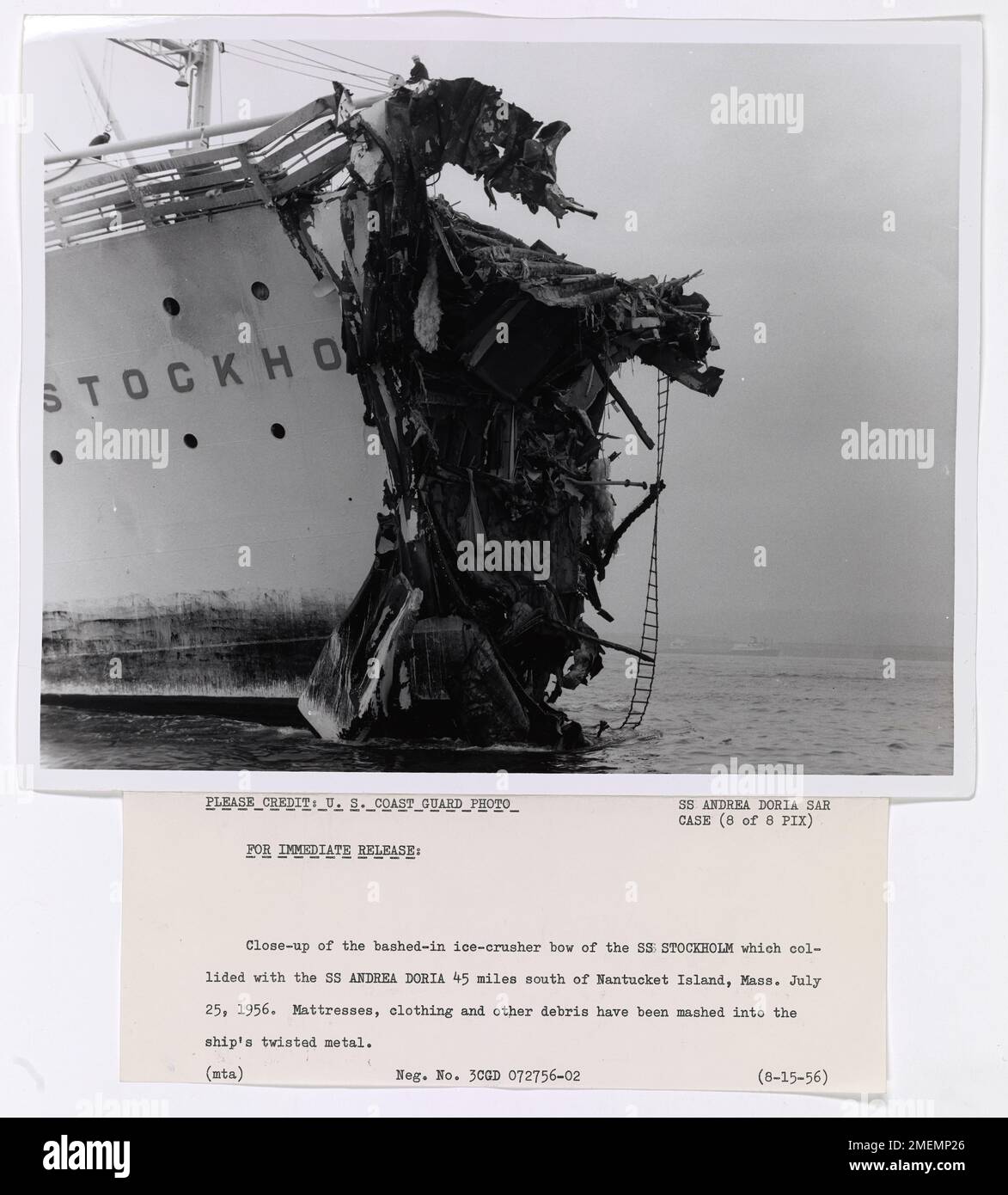 Andrea Doria - Stockholm Collision Off Nantucket. Close-up of the ...