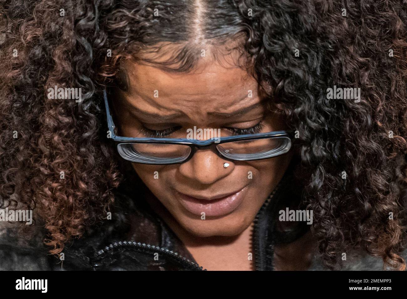 Chyna Whitaker, mother of Daunte Wright's son, speaks during a news ...