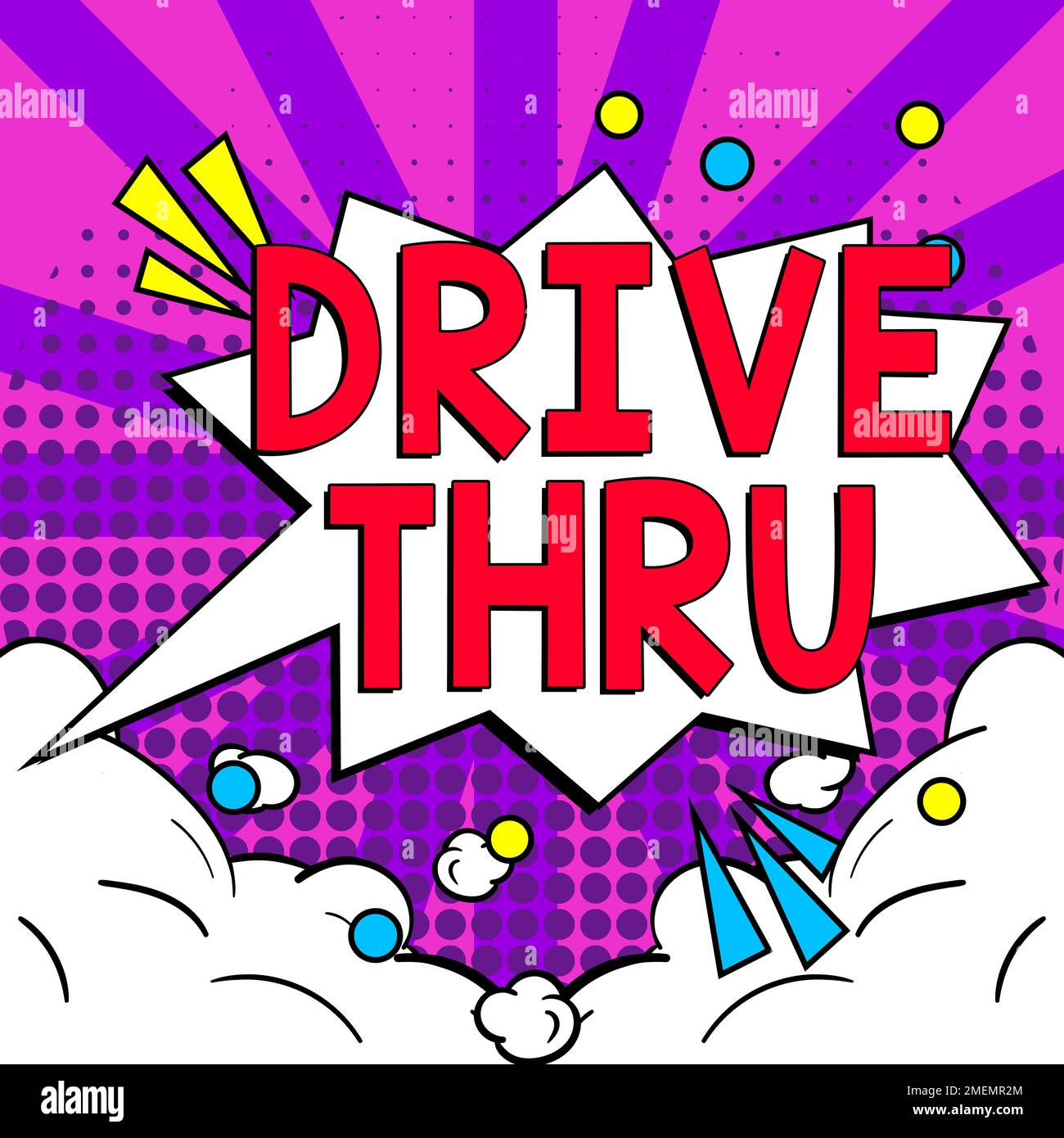 Hand writing sign Drive Thru. Concept meaning place where you can get ...