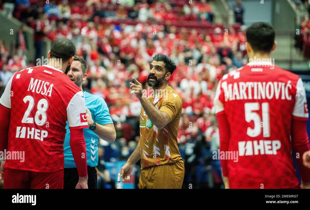 Malmo, Sweden. 23rd Jan, 2023. Ali Merza Ali (77) of Bahrain seen ...