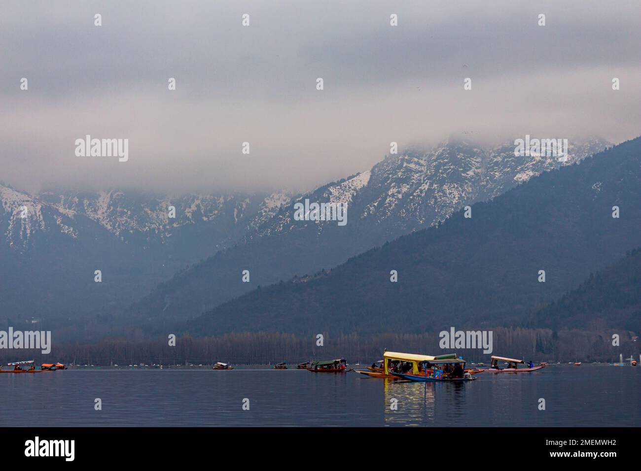 Beautiful view of Gulmarg during winter season surrounded by snow ...
