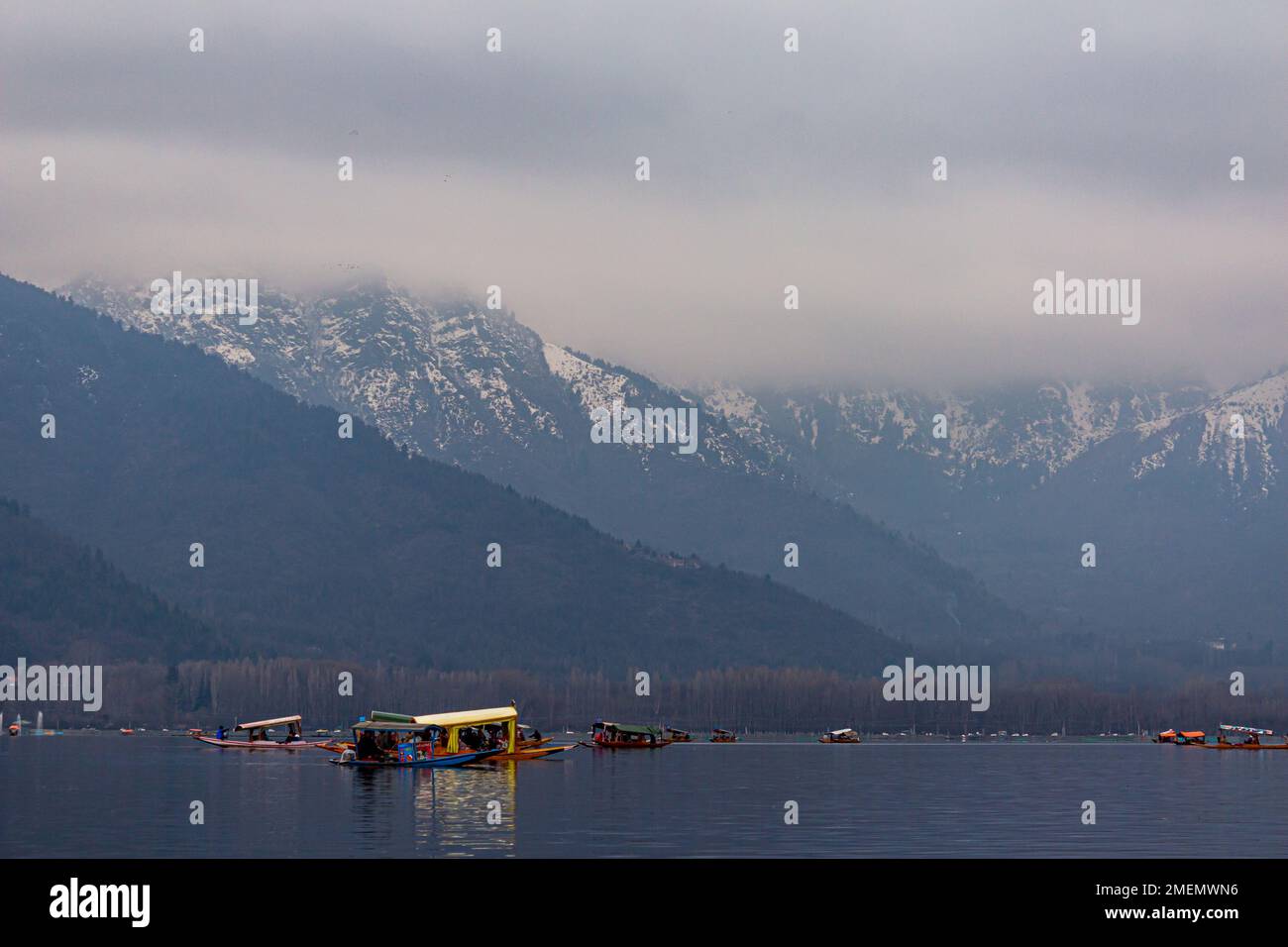 Beautiful view of Gulmarg during winter season surrounded by snow ...