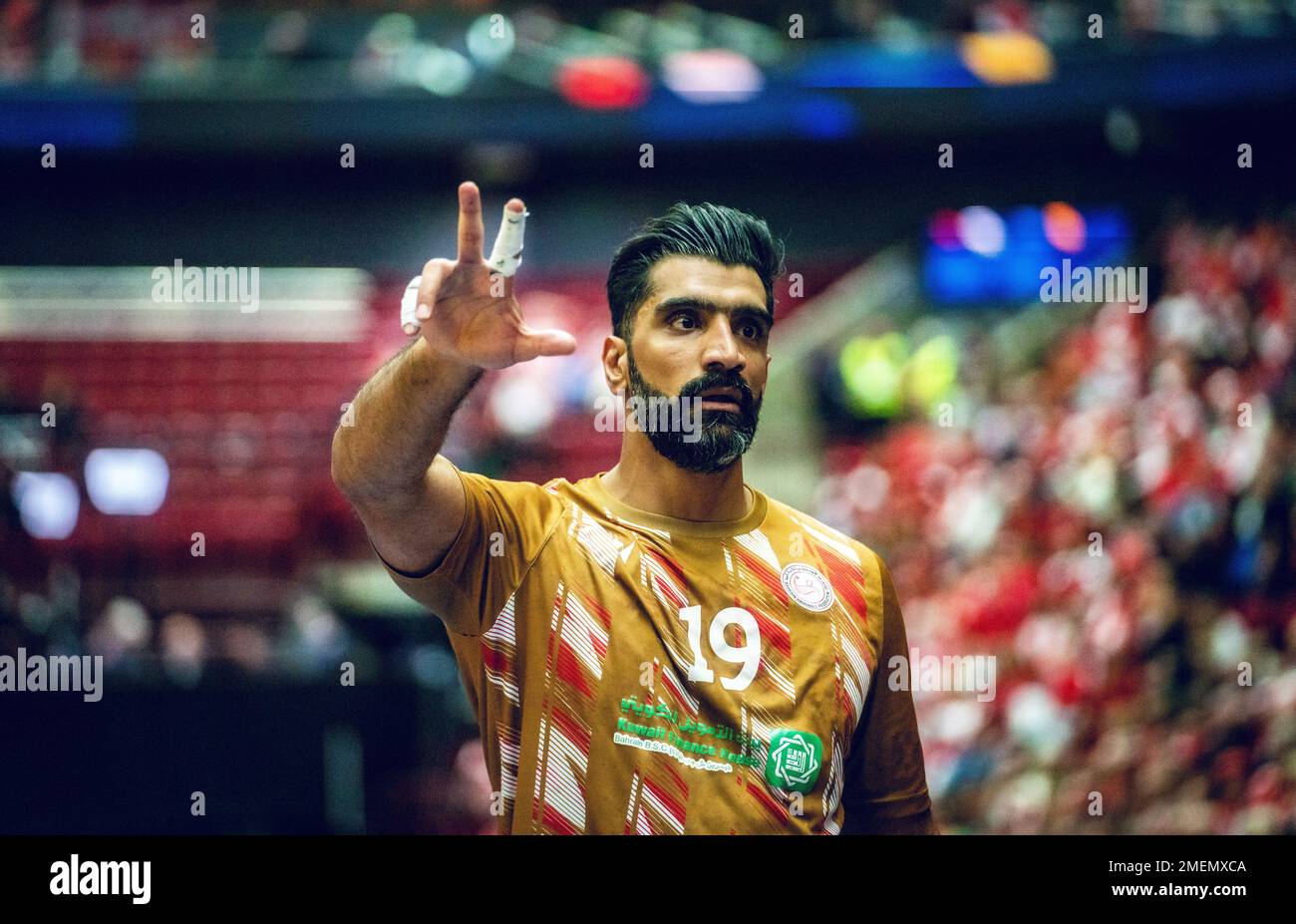 Malmo, Sweden. 23rd Jan, 2023. Mohamed Ali (19) of Bahrain seen during ...