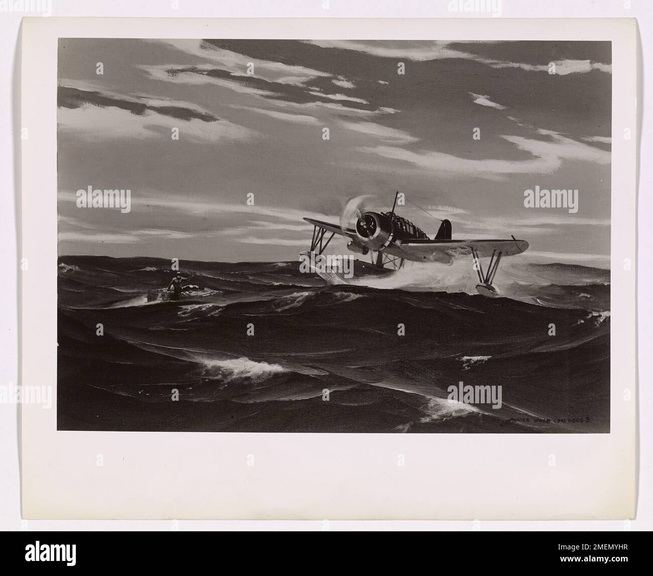 A U.S. Coast Guard plane lands on water to rescue a survivor from a ...