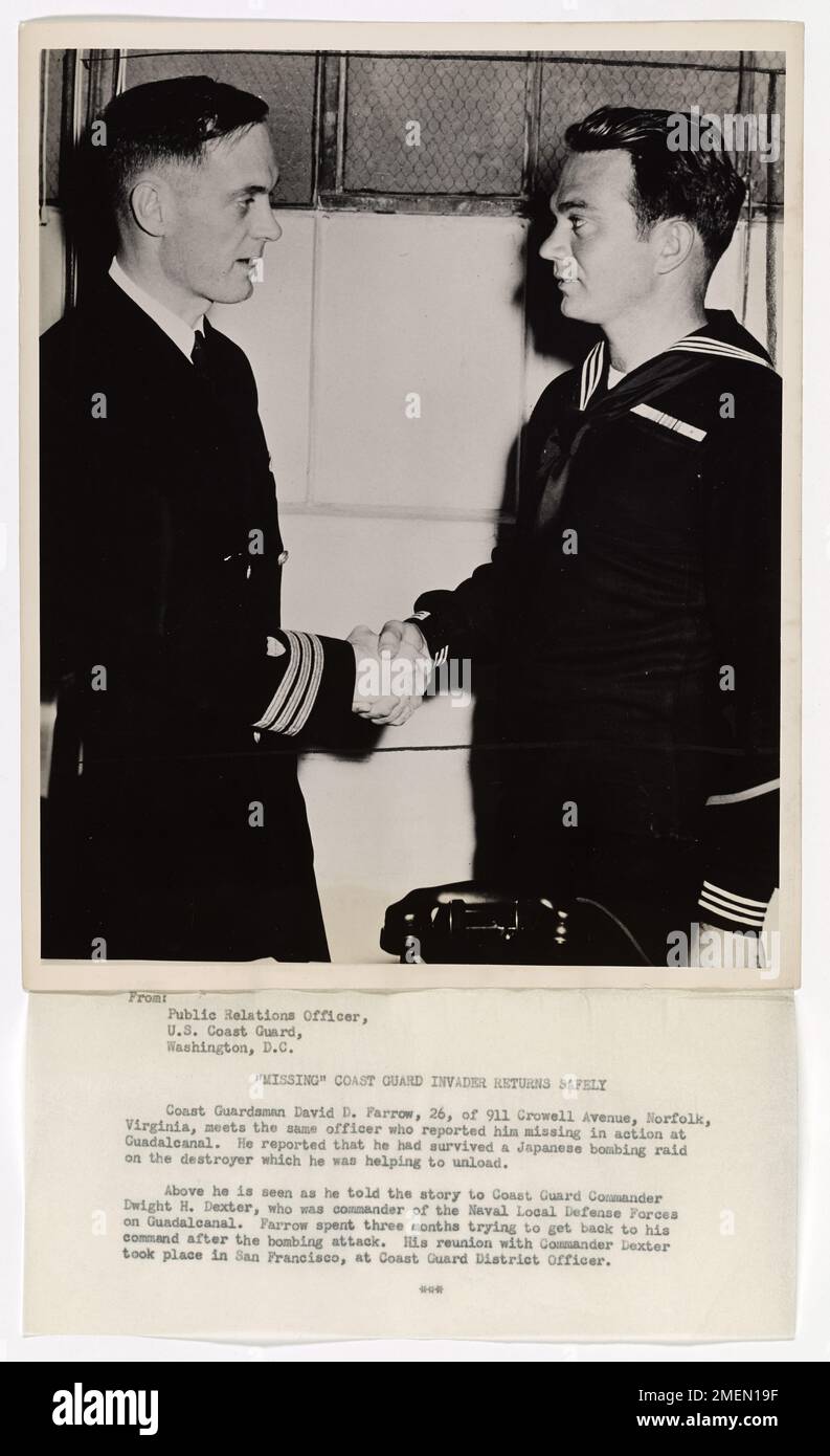 Coast Guardsman David D. Farrow reunites with Commander Dwight H ...