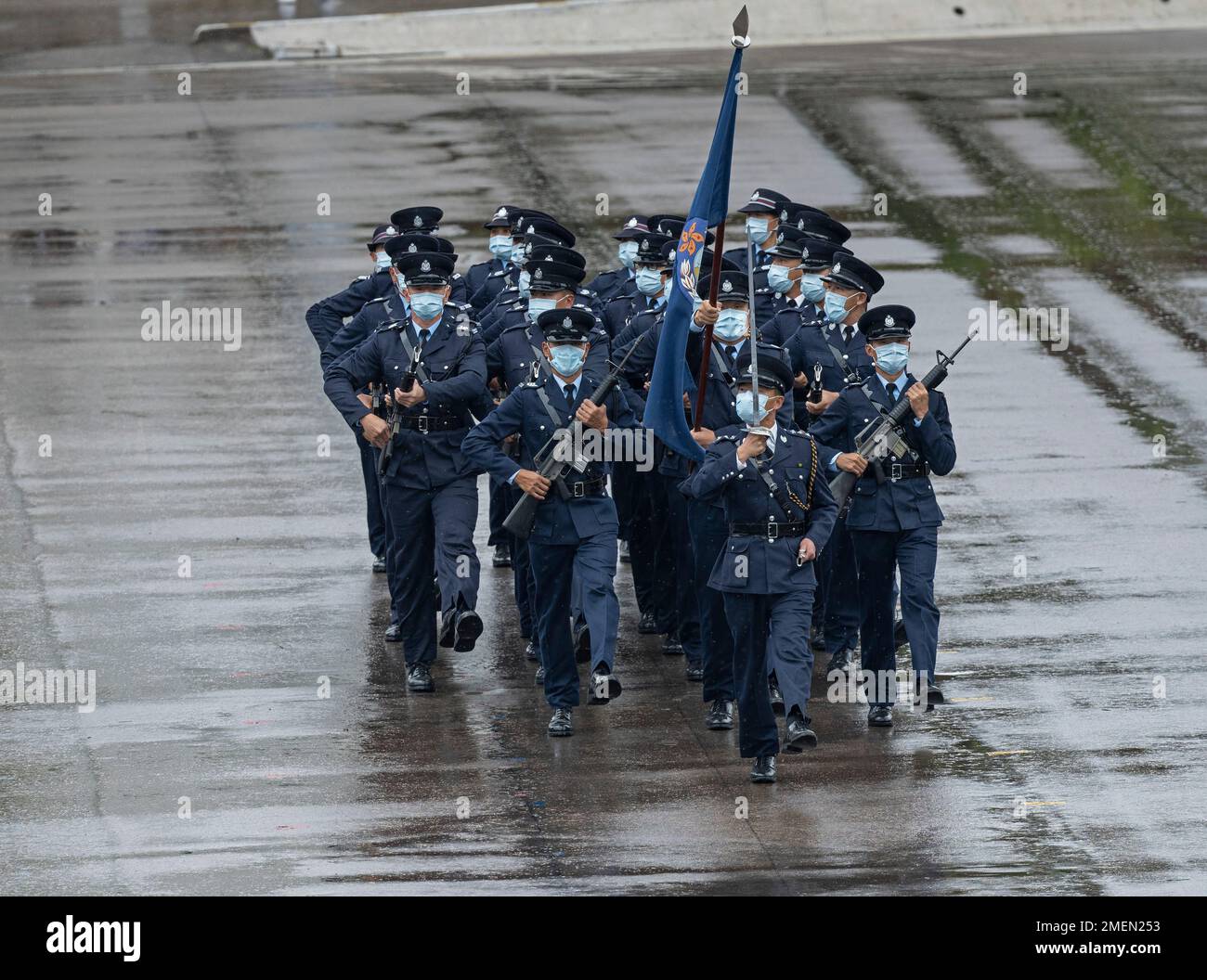 Hong Kong police show their new goose step marching style on the ...