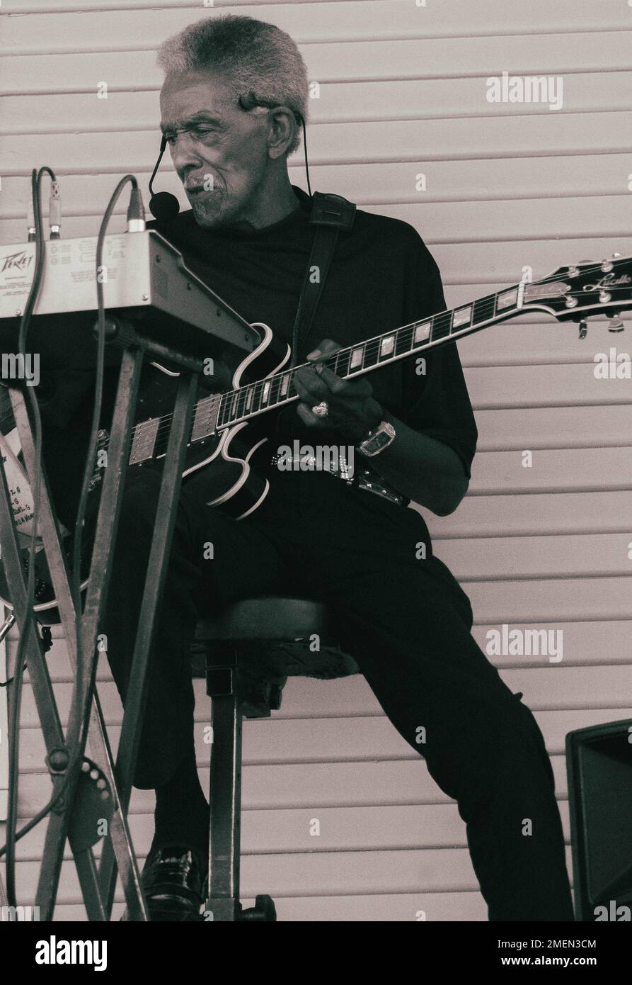 A vertical grayscale of a Lil Jimmy Reed Performing during Dothan's ...