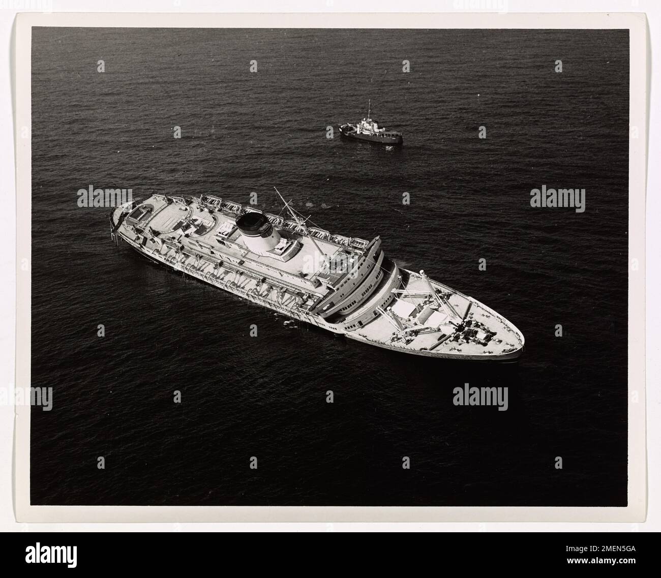 The SS Andrea Doria lists after a tragic collision with the SS ...