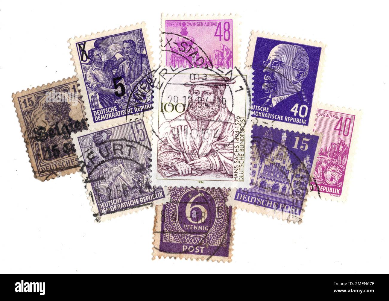 Vintage postage stamps from Germany on a white background Stock Photo ...