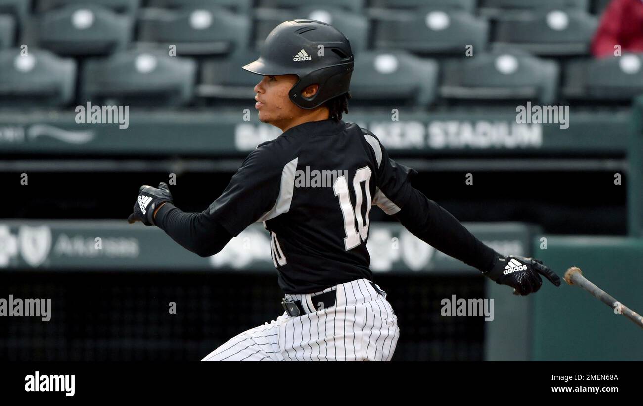 Pine Bluff batter Dante Leach (10) against Arkansas during an NCAA ...