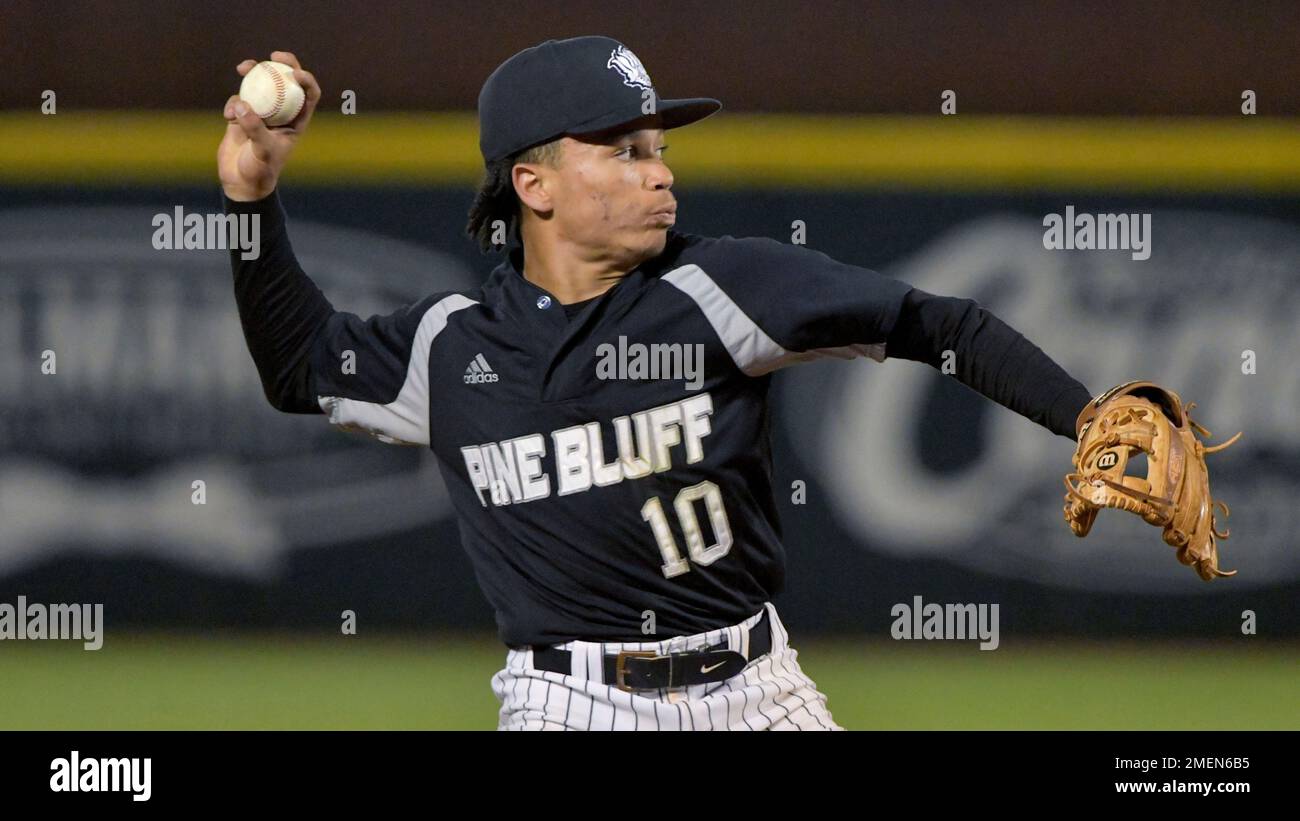 Pine Bluff infielder Dante Leach (10) against Arkansas during an NCAA ...