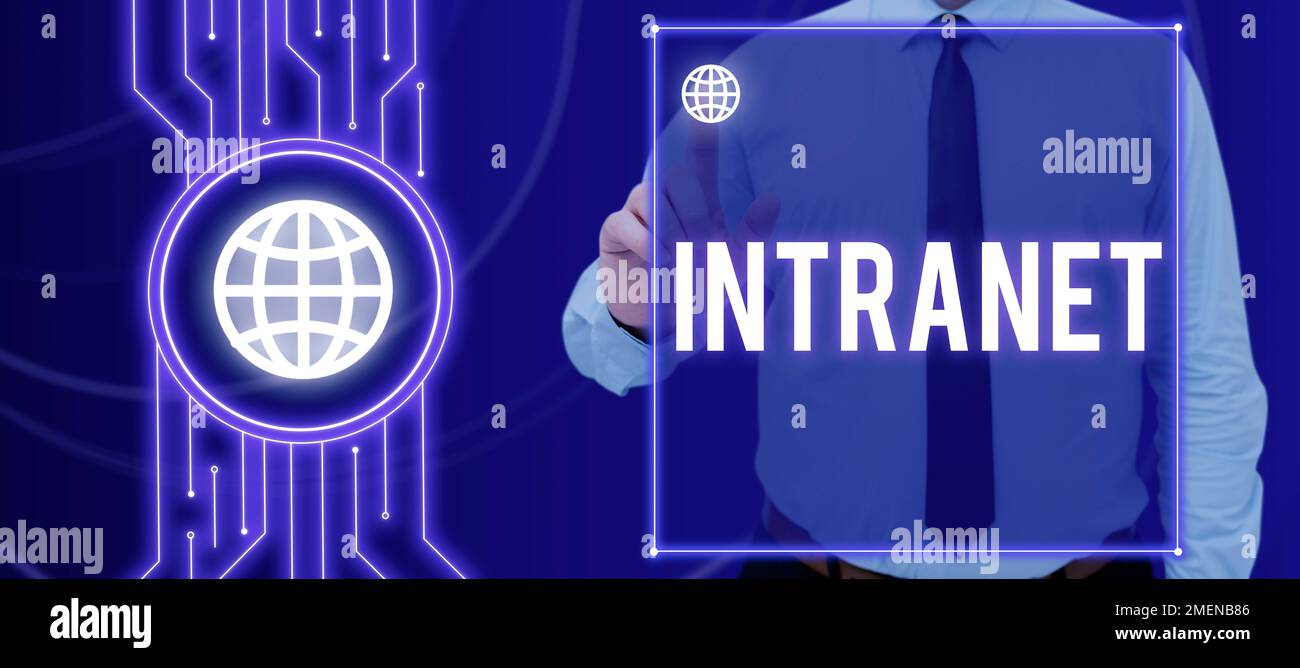 Text caption presenting Intranet. Word Written on local or restricted ...