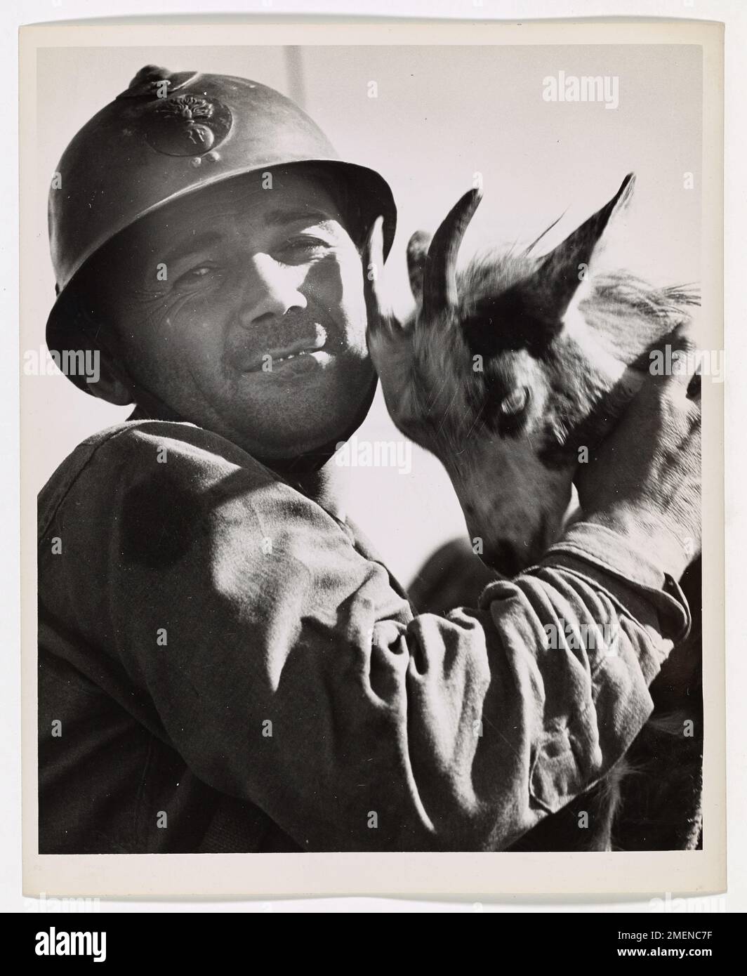 A French soldier and his goat mascot return to France aboard a Coast ...
