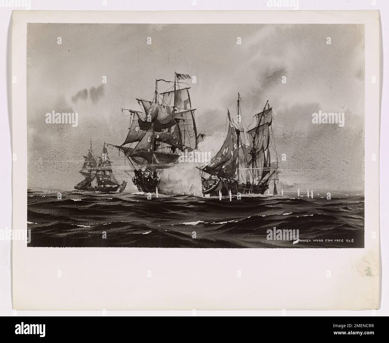 This artwork depicts the engagement between the U.S. Coast Guard brig ...