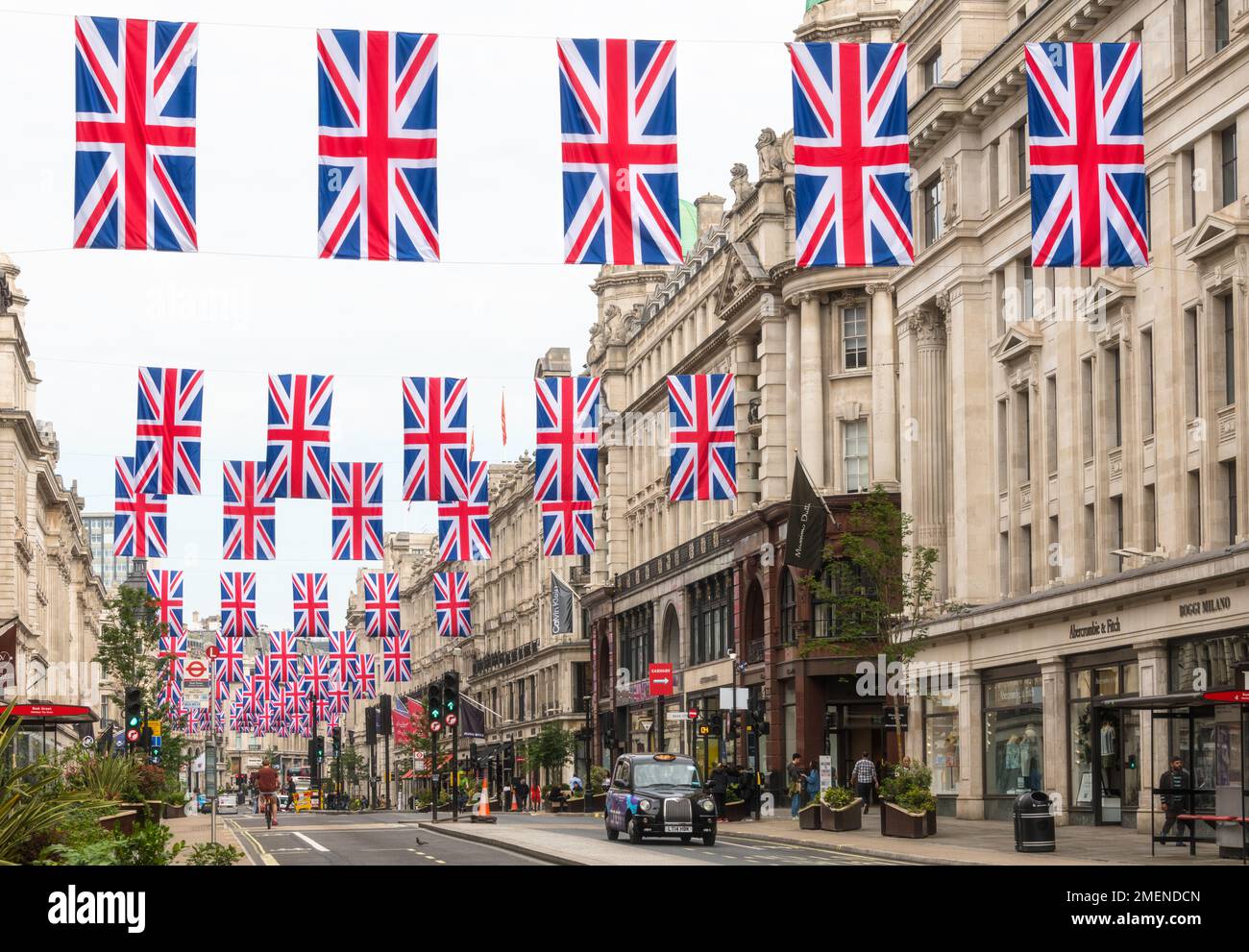 Union Jack flags on Regent Street, London, England Stock Photo - Alamy