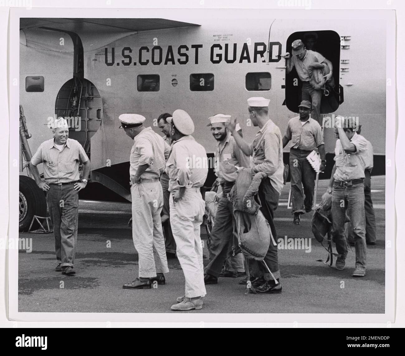 This photograph shows Coast Guardsmen being evacuated from the French ...